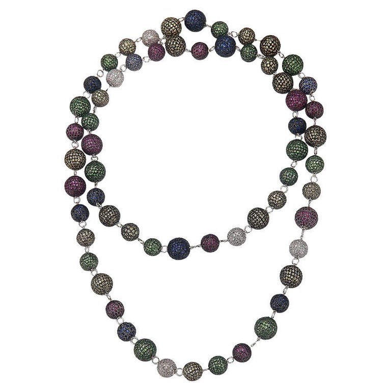 Multi Color Multi Gemstones Covered by Pave Diamonds Beaded Chain ...