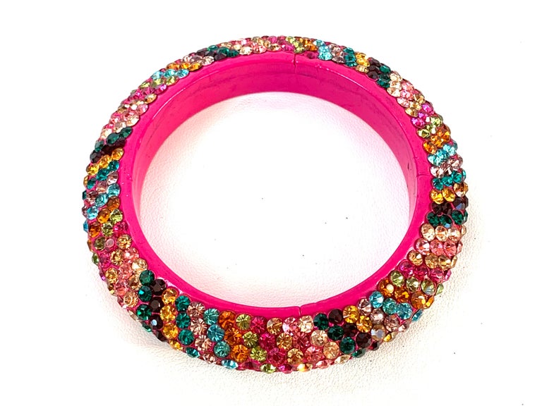 Multi Color Rhinestone Crystal Bangle Bracelet For Sale at 1stDibs