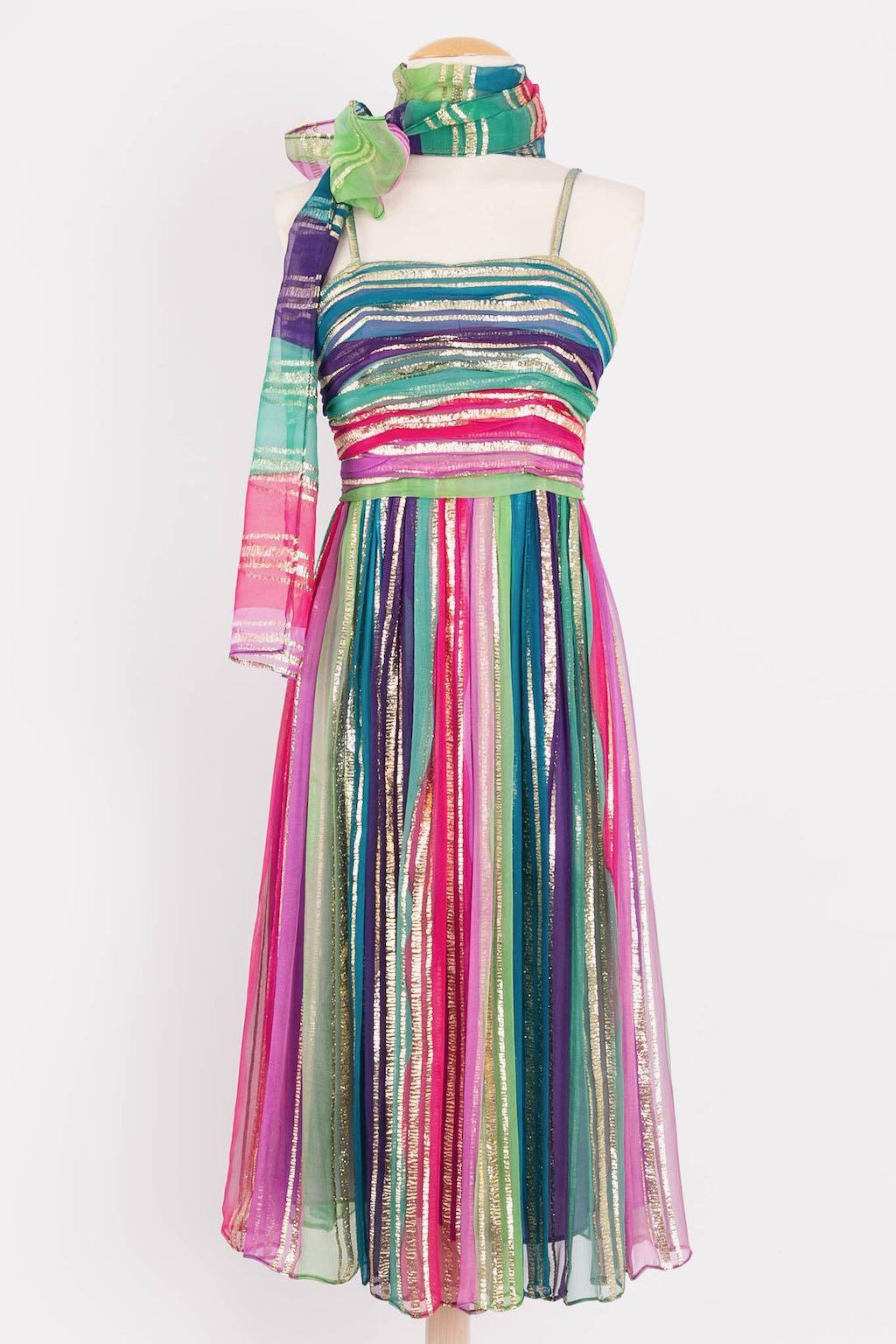 Multi-Color Silk Dress For Sale at 1stDibs
