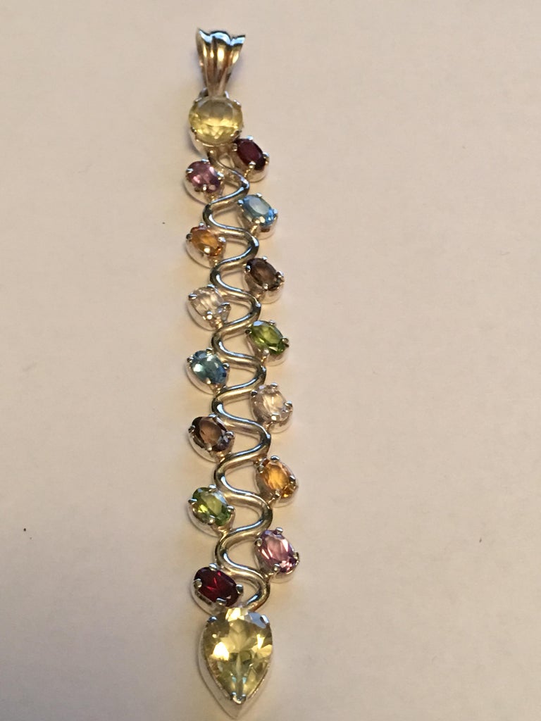 Multi-Color Stone Pendant For Sale at 1stDibs