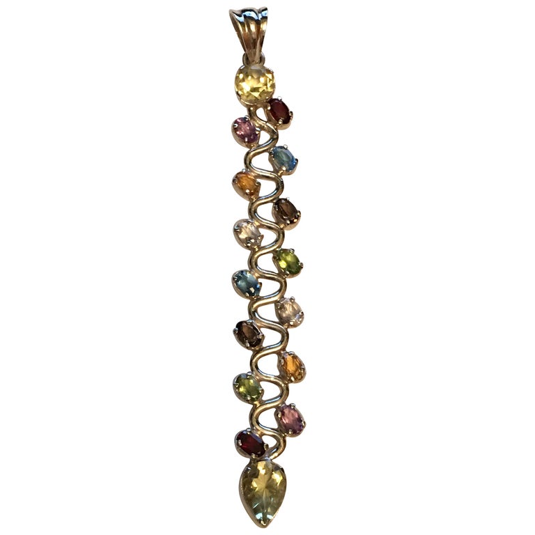 Multi-Color Stone Pendant For Sale at 1stDibs