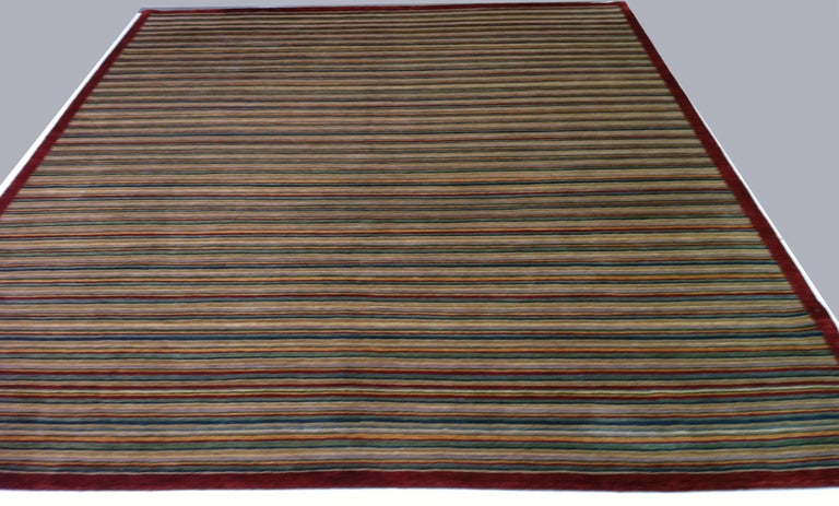 Multi-Color Stripe Area Rug For Sale at 1stDibs
