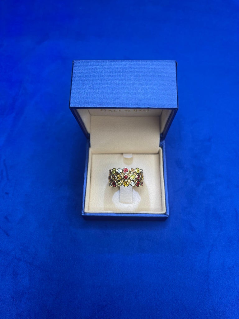Red Ruby Orange Yellow Sapphire Diamond Eternity Band 18 Karat Yellow ...