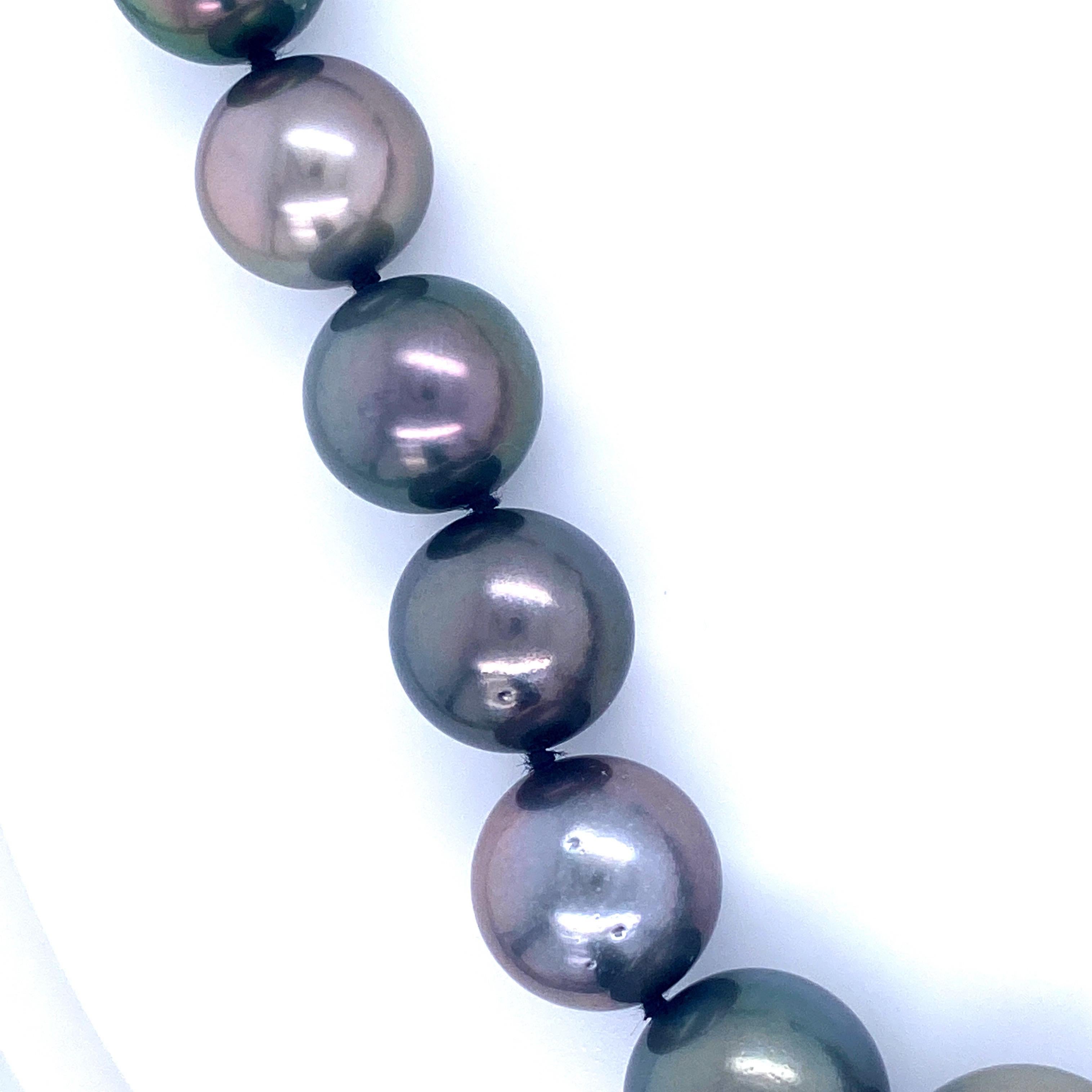 Multi-Color Tahitian Pearl Strand Necklace 14 Karat White Gold For Sale ...