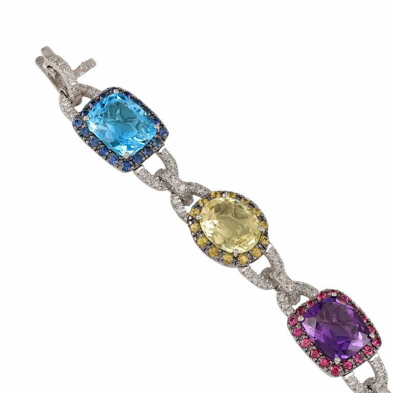 Multi-Color Topaz, Blue Topaz, Amethyst, Green topaz, Yellow Topaz, 14k ...