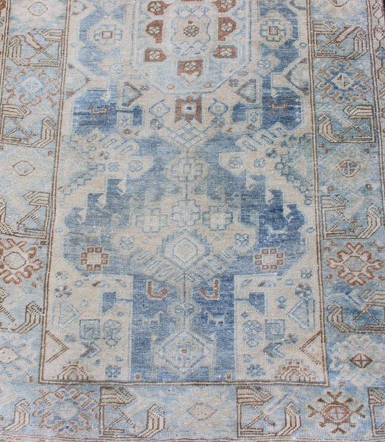 Multicolored Antique Persian Hamedan Gallery Rug with Geometric ...
