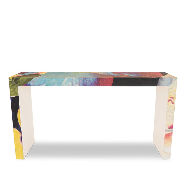 Multi-Colored Floral Waterfall Console Table For Sale at 1stDibs