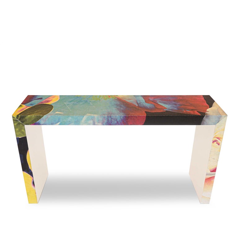 Multi-Colored Floral Waterfall Console Table For Sale at 1stDibs