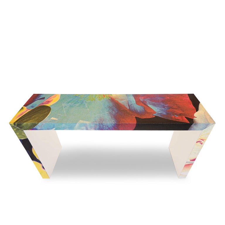 Multi-Colored Floral Waterfall Console Table For Sale at 1stDibs