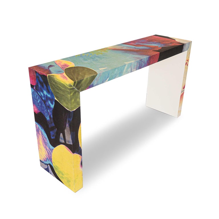 Multi-Colored Floral Waterfall Console Table For Sale at 1stDibs