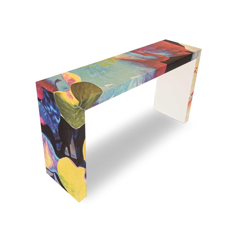 Multi-Colored Floral Waterfall Console Table For Sale at 1stDibs