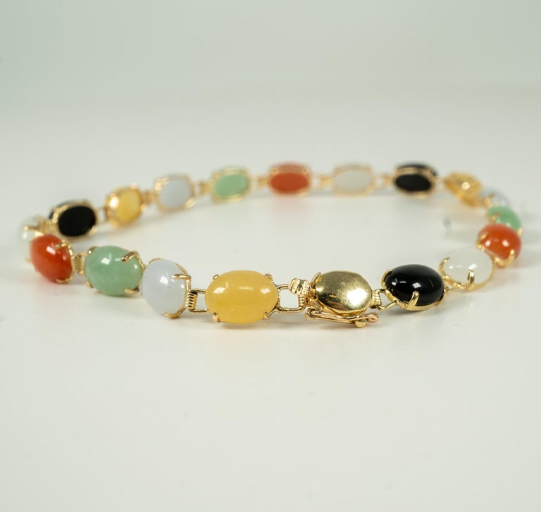 Multi Colored Jade bracelet at 1stDibs