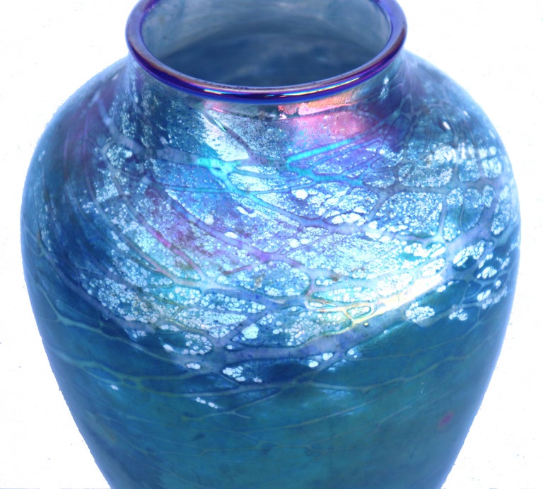 Multicolored Metallic Blue Vase Strini Glass For Sale at 1stDibs