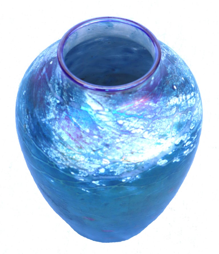 Multicolored Metallic Blue Vase Strini Glass For Sale at 1stDibs