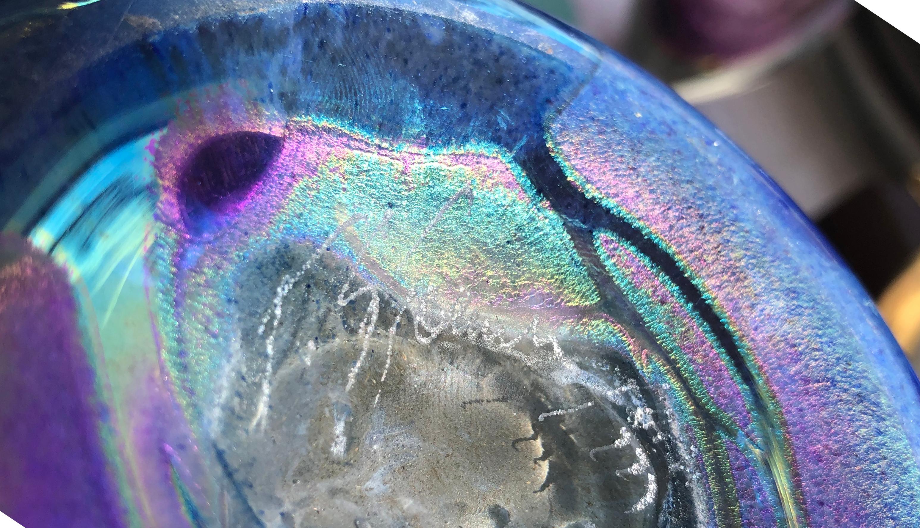 Multicolored Metallic Blue Vase Strini Glass at 1stDibs