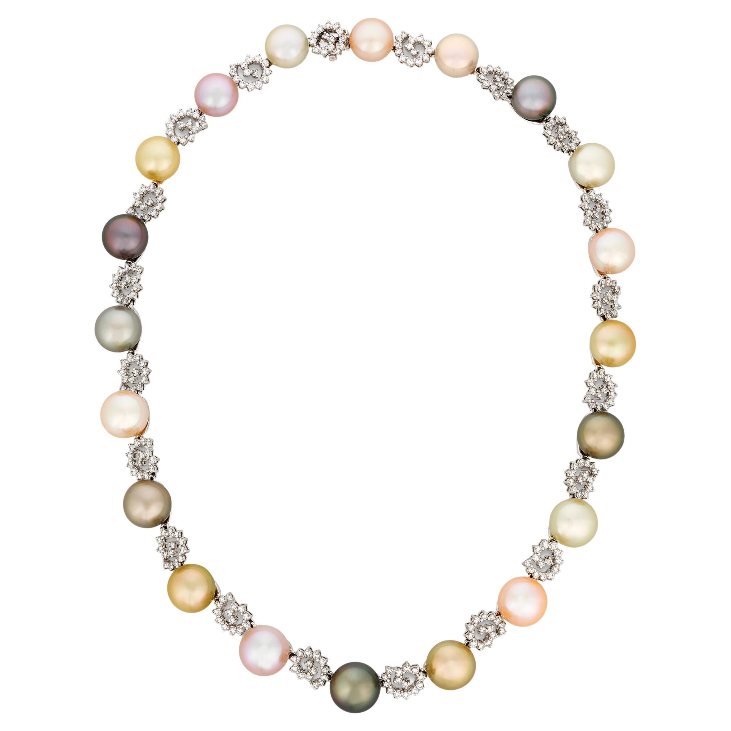 long multi colored stone and pearl necklace For Sale at 1stDibs | stone ...