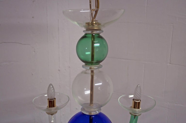 Multicolored Postmodern Murano Glass Chandelier by Sylcom, 1987 at 1stDibs