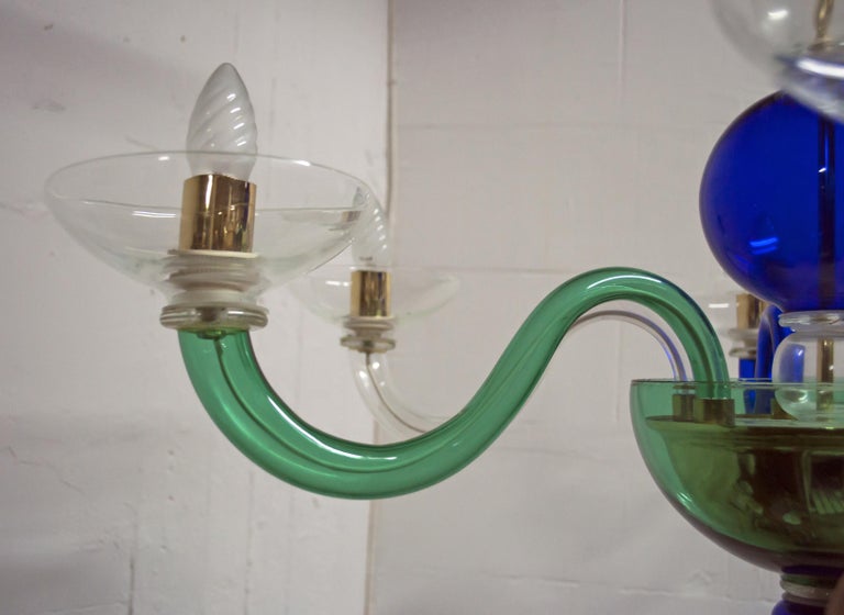 Multicolored Postmodern Murano Glass Chandelier by Sylcom, 1987 at 1stDibs