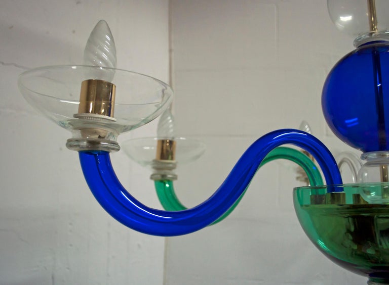 Multicolored Postmodern Murano Glass Chandelier by Sylcom, 1987 at 1stDibs