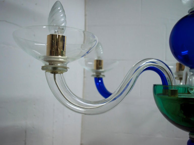Multicolored Postmodern Murano Glass Chandelier by Sylcom, 1987 at 1stDibs