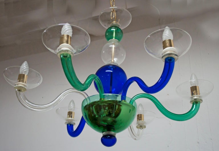 Multicolored Postmodern Murano Glass Chandelier by Sylcom, 1987 at 1stDibs