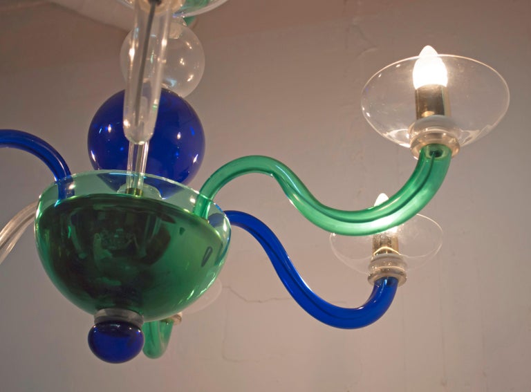 Multicolored Postmodern Murano Glass Chandelier by Sylcom, 1987 at 1stDibs