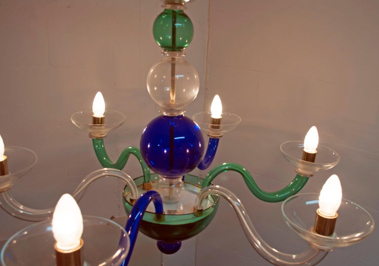 Multicolored Postmodern Murano Glass Chandelier by Sylcom, 1987 at 1stDibs
