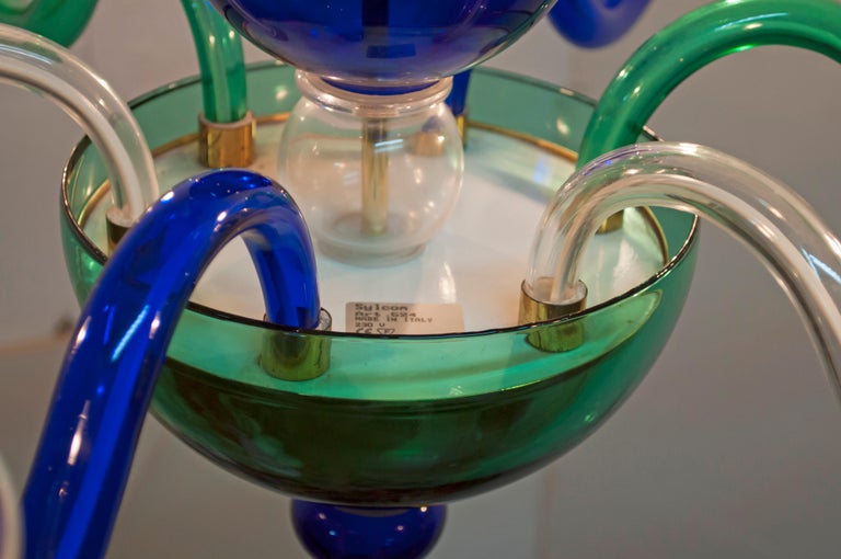 Multicolored Postmodern Murano Glass Chandelier by Sylcom, 1987 at 1stDibs
