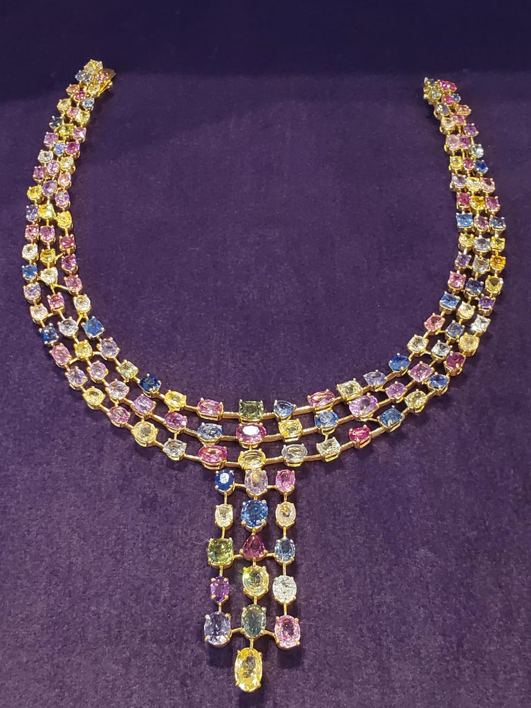 Multi-Colored Sapphire Necklace For Sale at 1stDibs