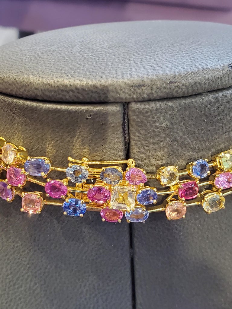 Multi-Colored Sapphire Necklace For Sale at 1stDibs