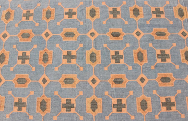 Multicolored Vintage Indian Cotton Dhurrie Rug with All-Over Geometric ...