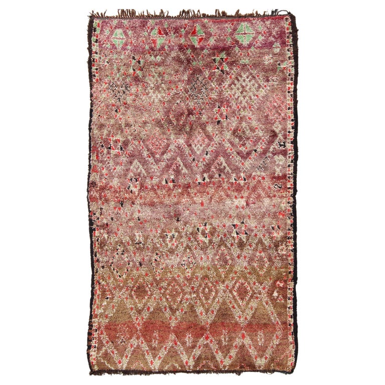 Multi Colored Vintage Large Moroccan Rug With All-Over Diamond Pattern ...