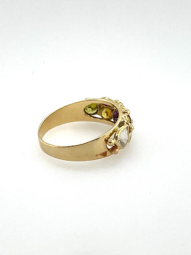 Multi coloured gemstone dome style ring in 18ct yellow gold For Sale at ...