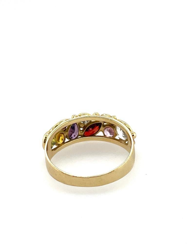 Multi coloured gemstone dome style ring in 18ct yellow gold For Sale at ...