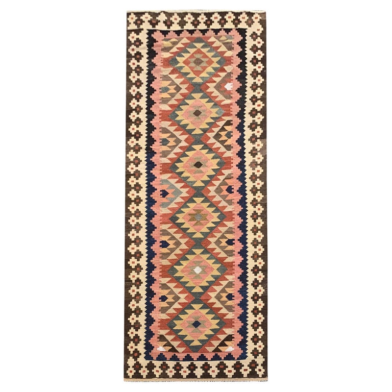 Multi-coloured Runner Rug Geometric Kilim Rug Blush Pink Stair Runner ...