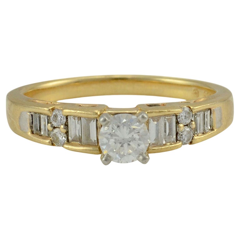 Multi Diamond Two Tone Engagement Ring For Sale at 1stDibs