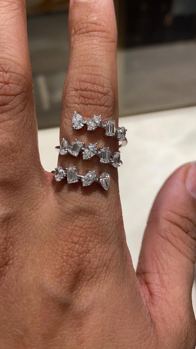 Multi Fancy Shape 2.10 Carats Diamond Cocktail Ring in 14 KT Gold For ...