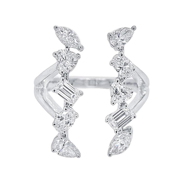 Fancy Shape Diamond Cocktail Ring 1.57 Carat 18 KT White Gold IGI ...