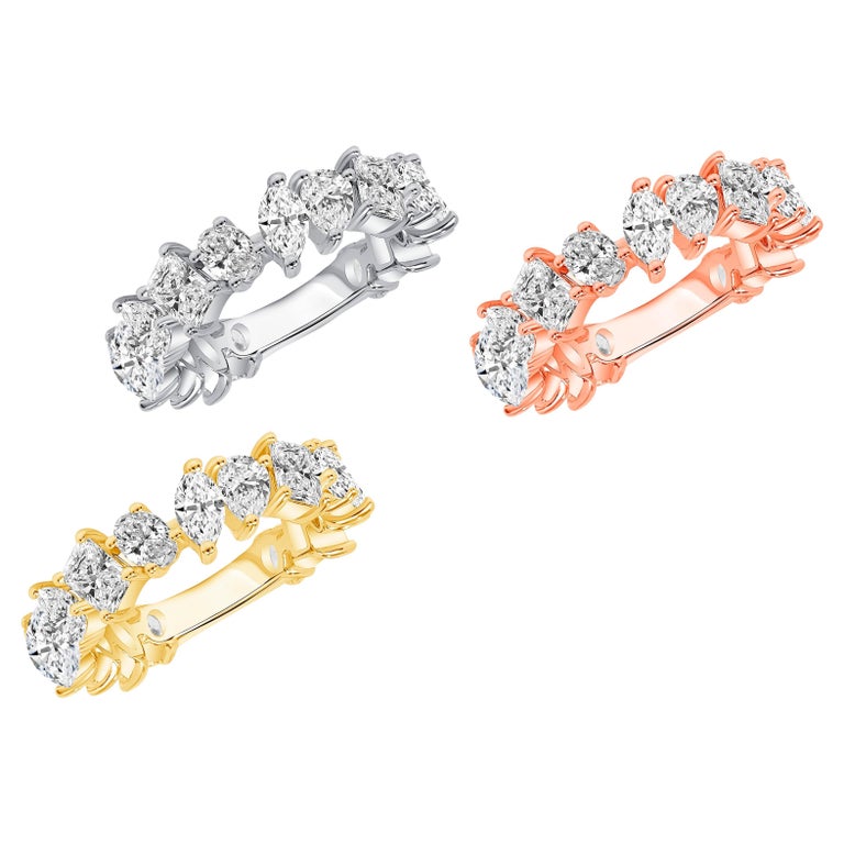 Multi Fancy Shape Natural Diamond 18k Gold Eternity Band Multi Shape ...