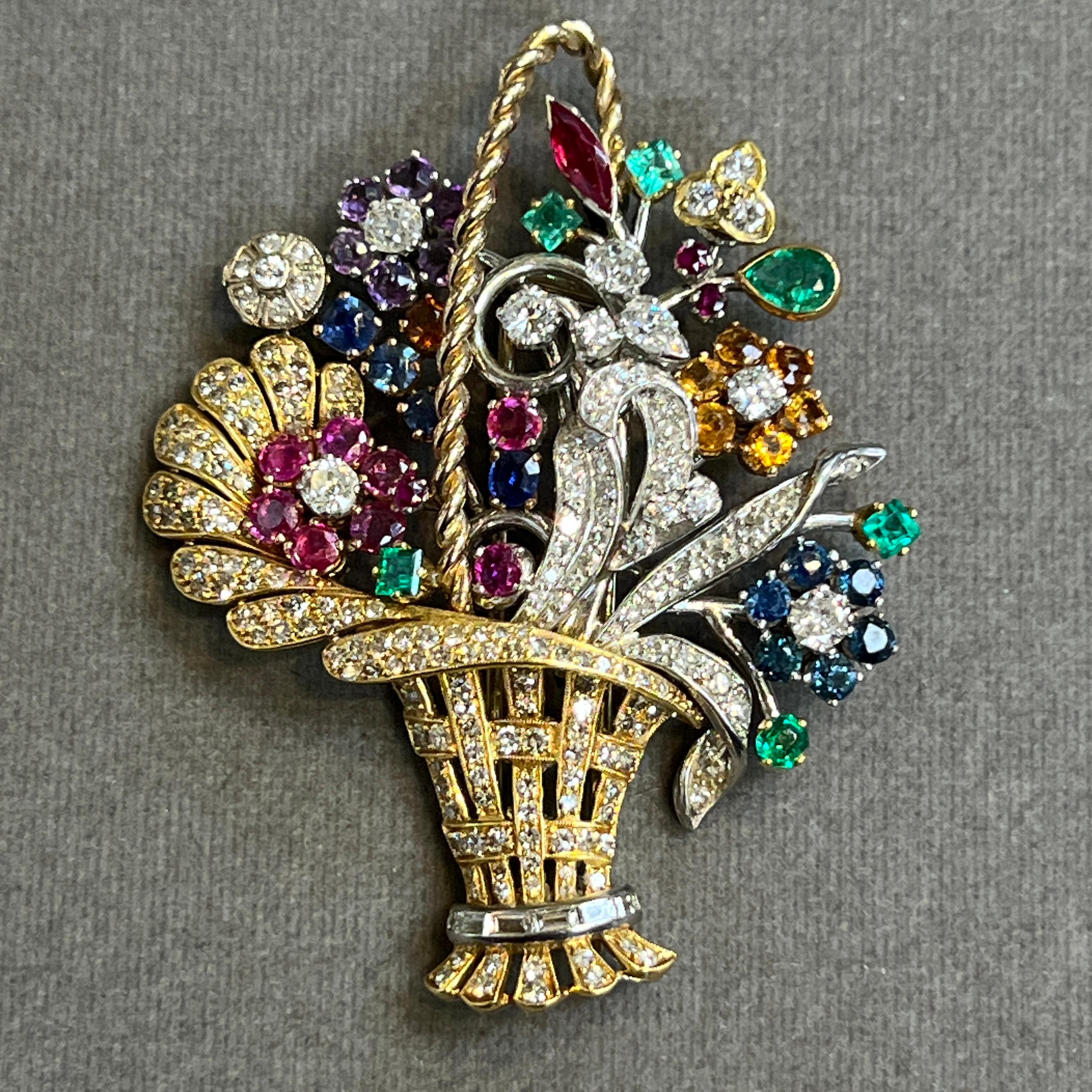 Multi Gem Bouquet Brooch For Sale at 1stDibs