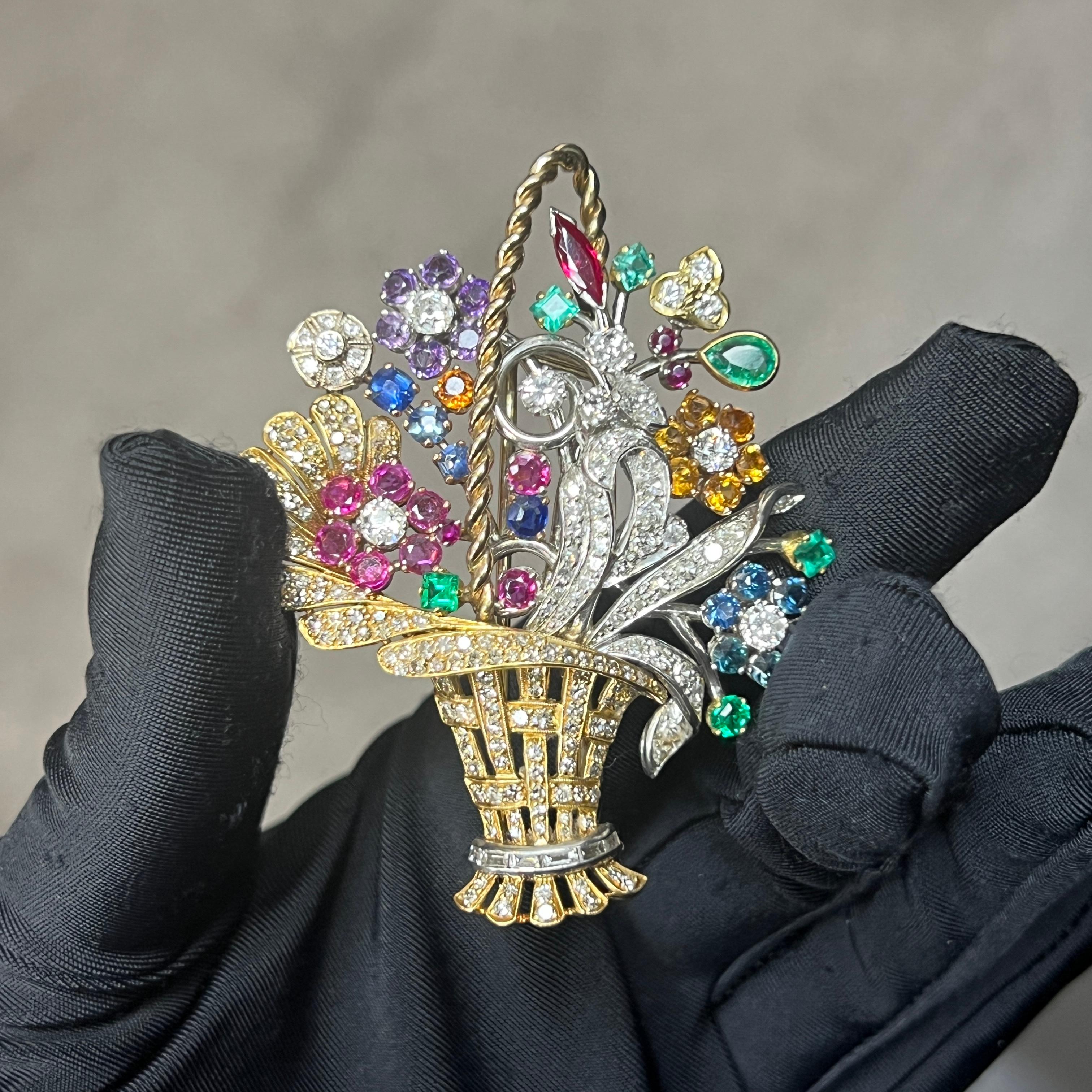 Multi Gem Bouquet Brooch For Sale at 1stDibs