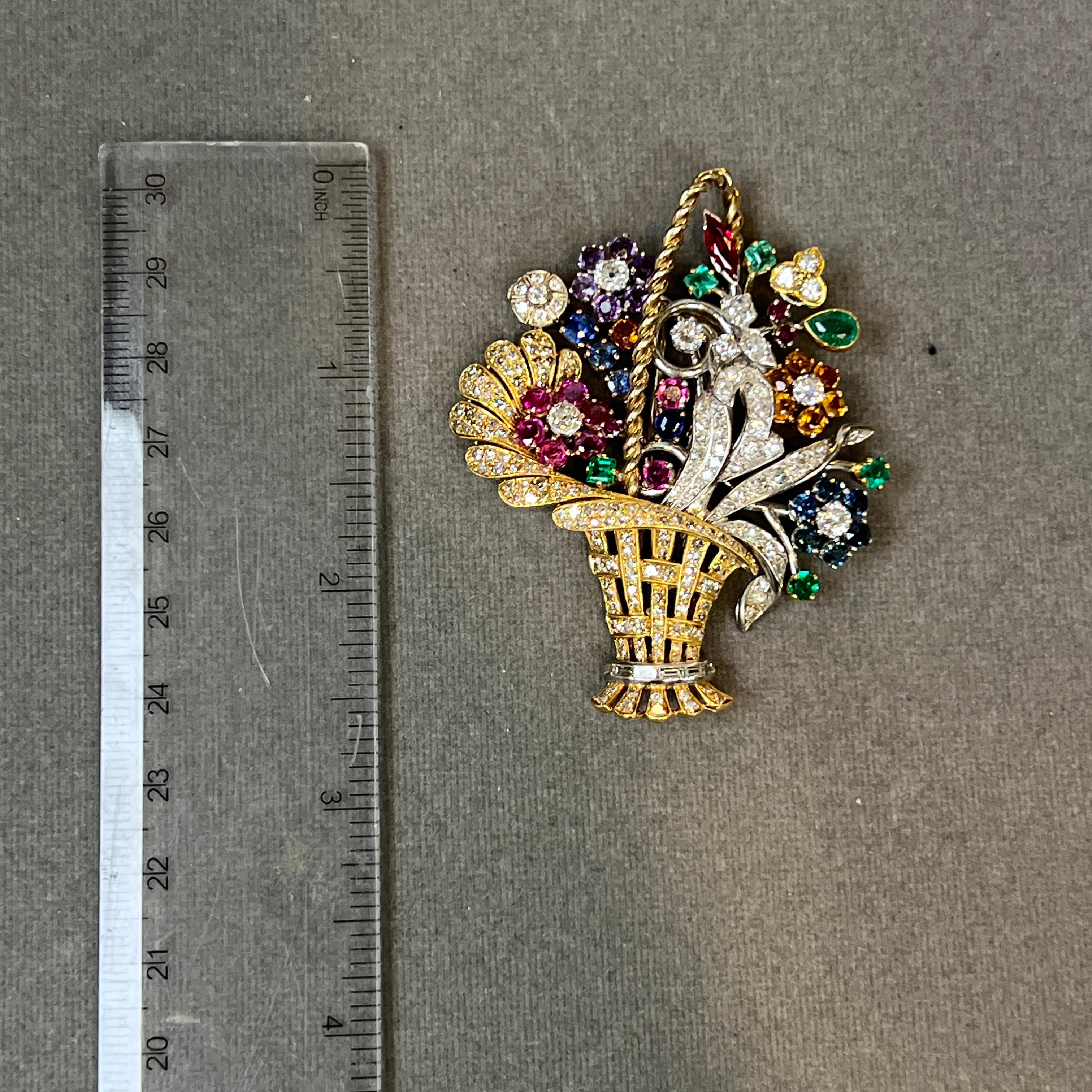 Multi Gem Bouquet Brooch For Sale at 1stDibs