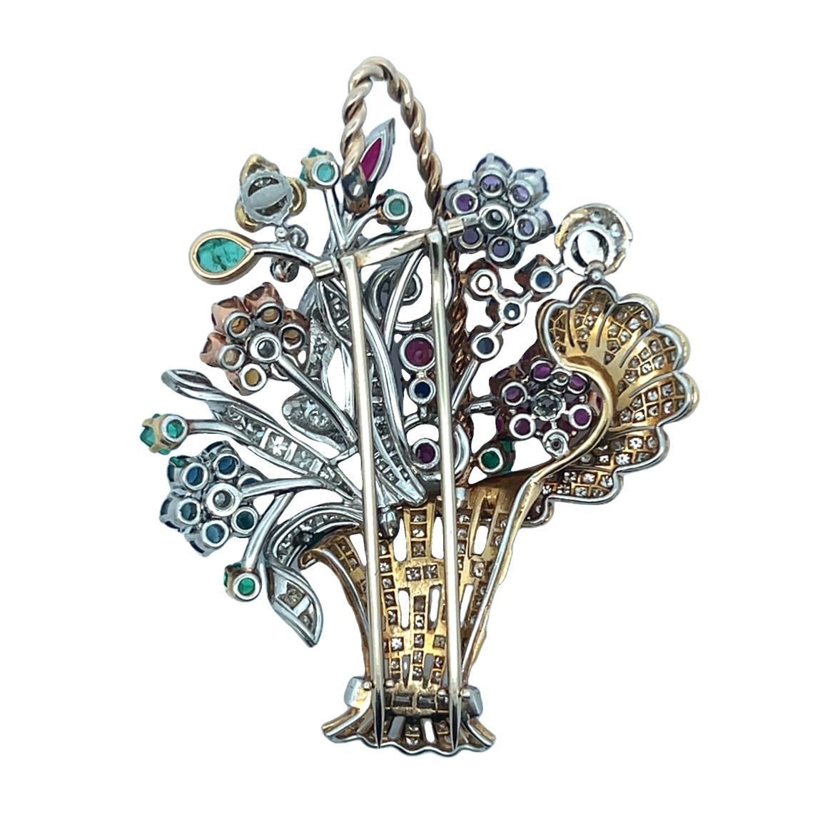 Multi Gem Bouquet Brooch For Sale at 1stDibs