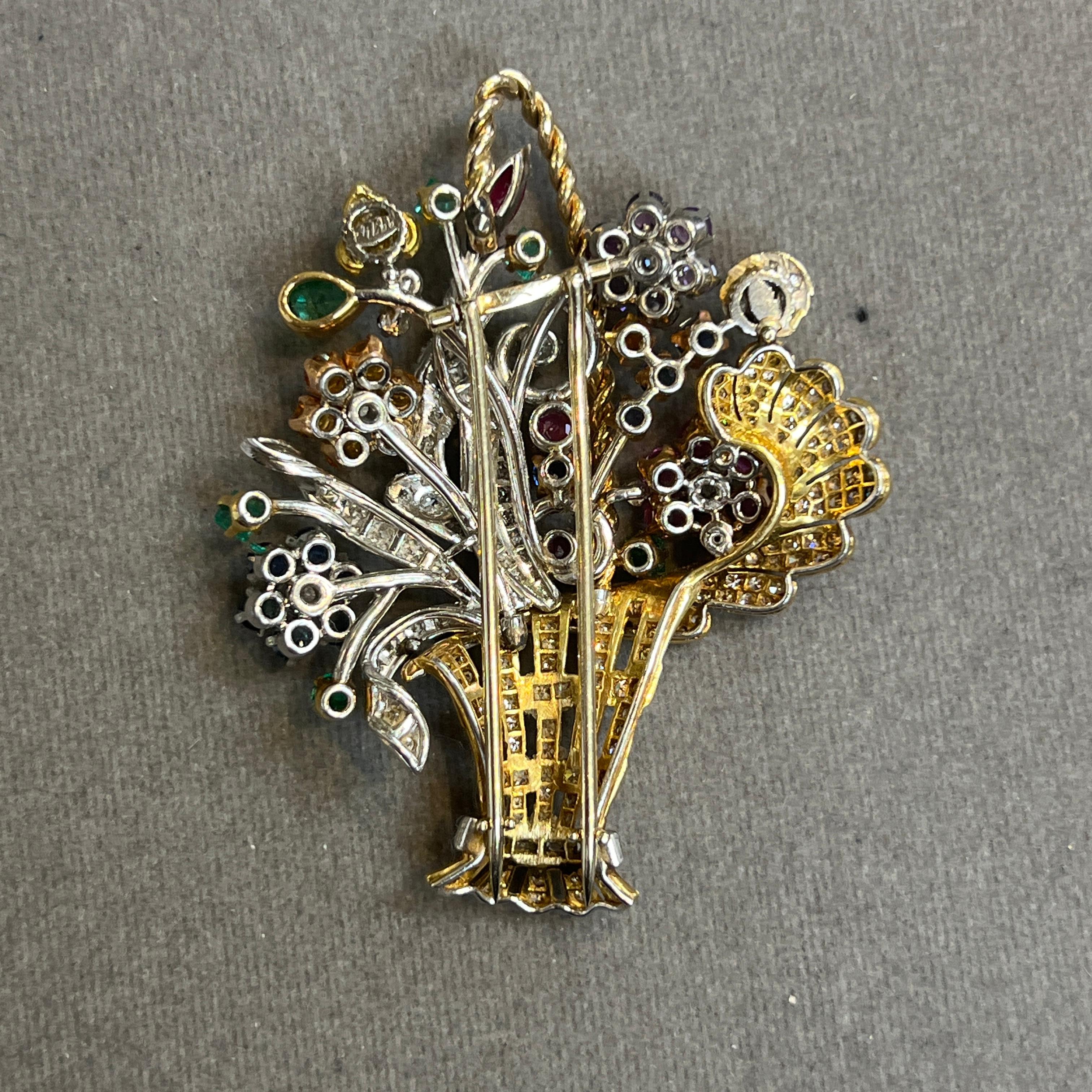 Multi Gem Bouquet Brooch For Sale at 1stDibs