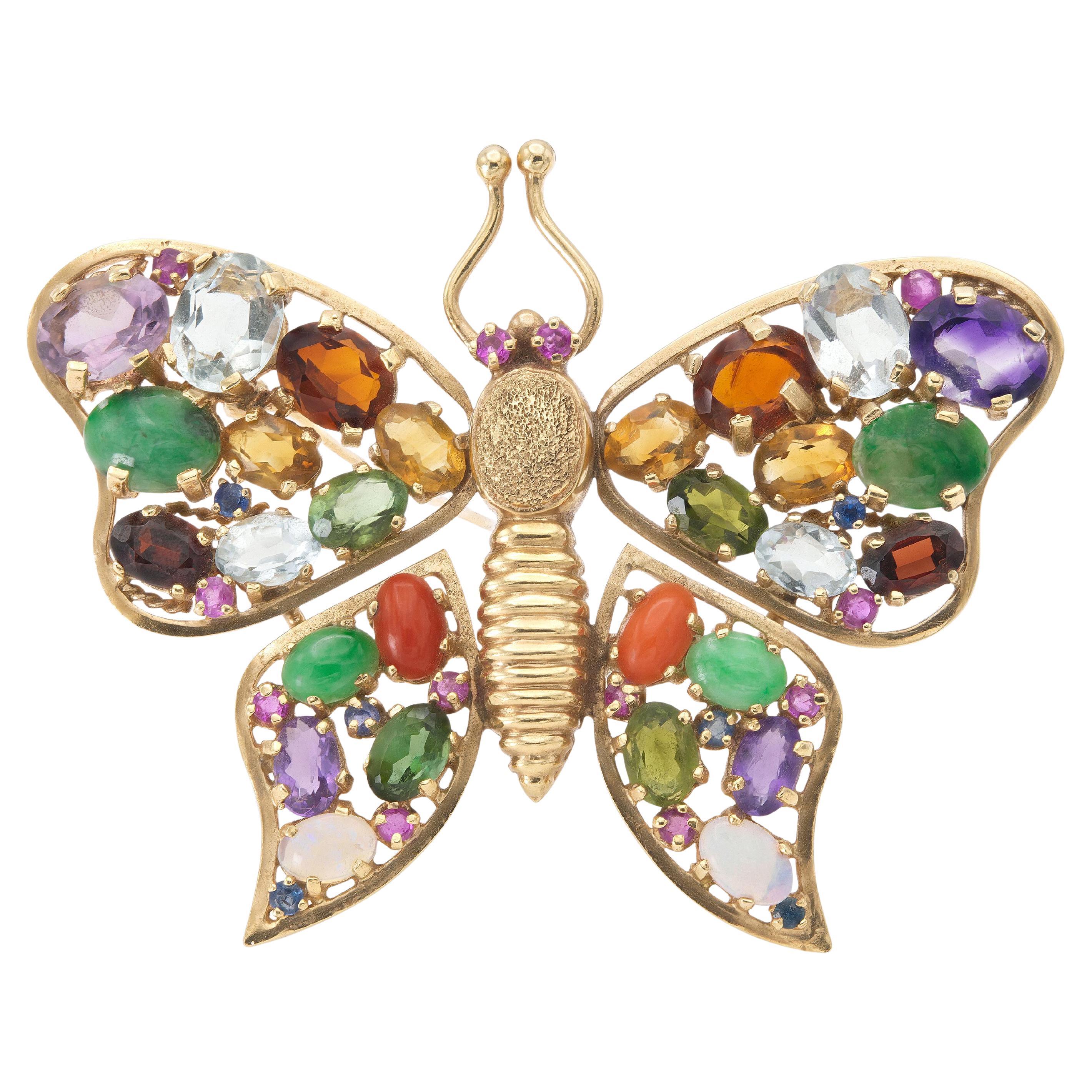 Enamel and Multi-Gem Beetle Brooch For Sale at 1stDibs