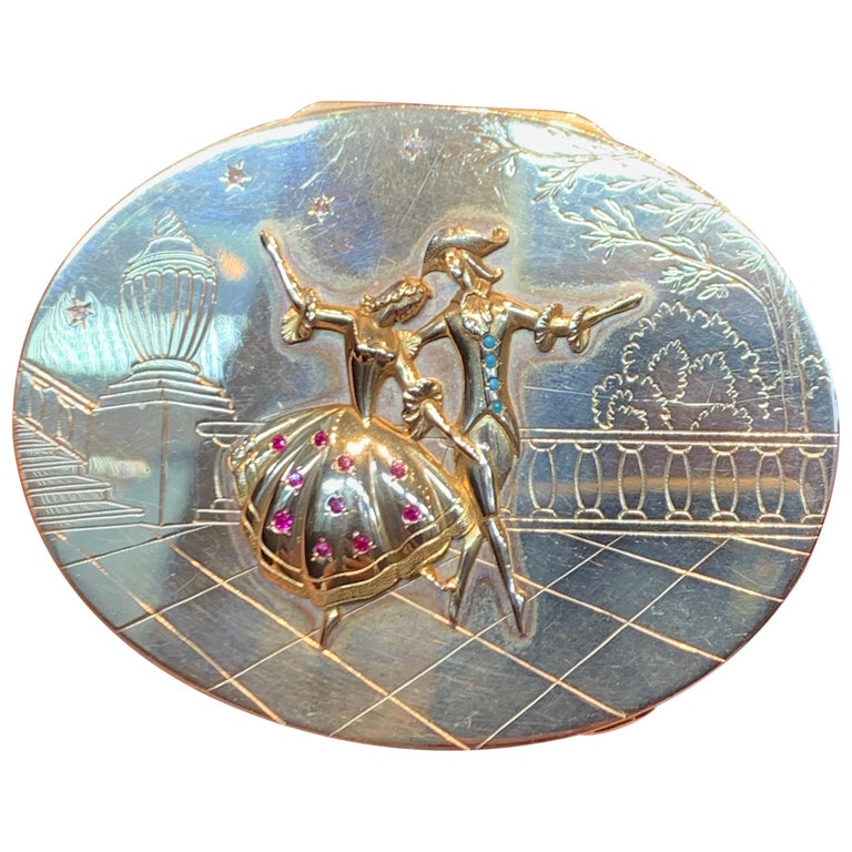 Multi-Gem Gold Compact by John Rubel at 1stDibs