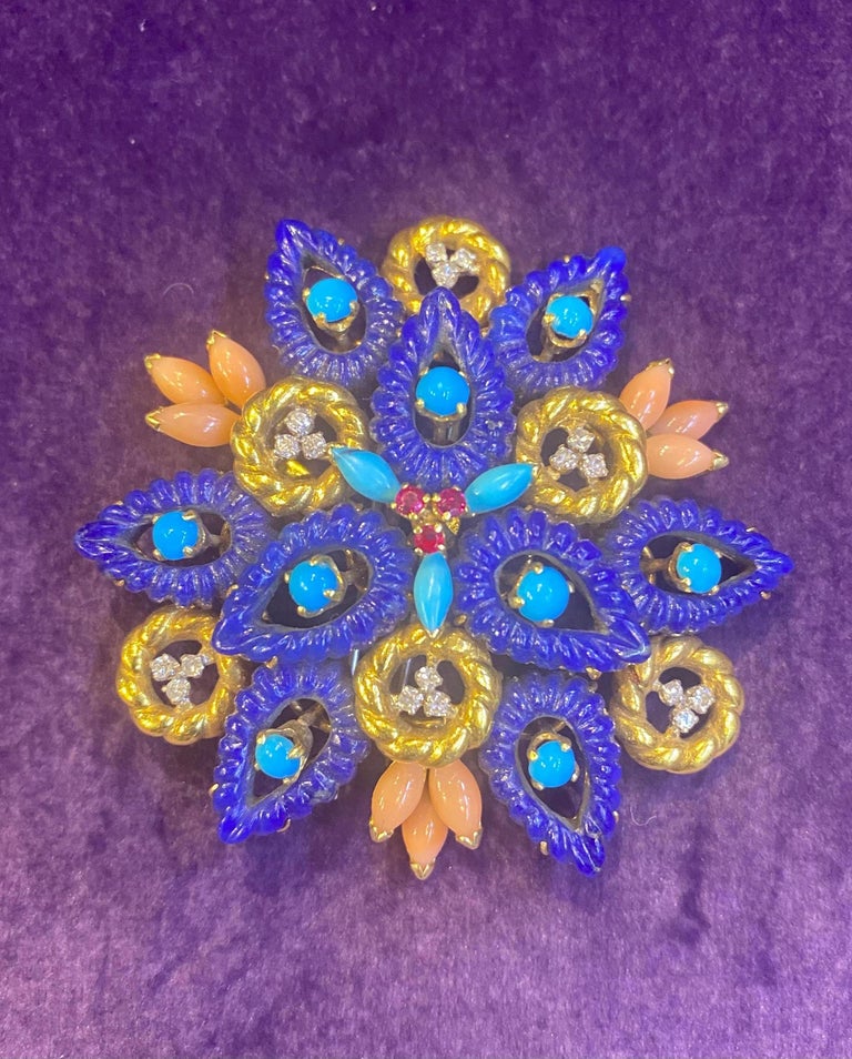 Multi Gem Pendant Necklace For Sale at 1stDibs