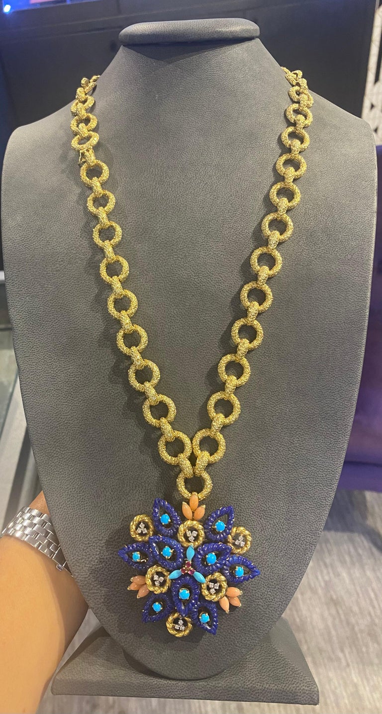 Multi Gem Pendant Necklace For Sale at 1stDibs