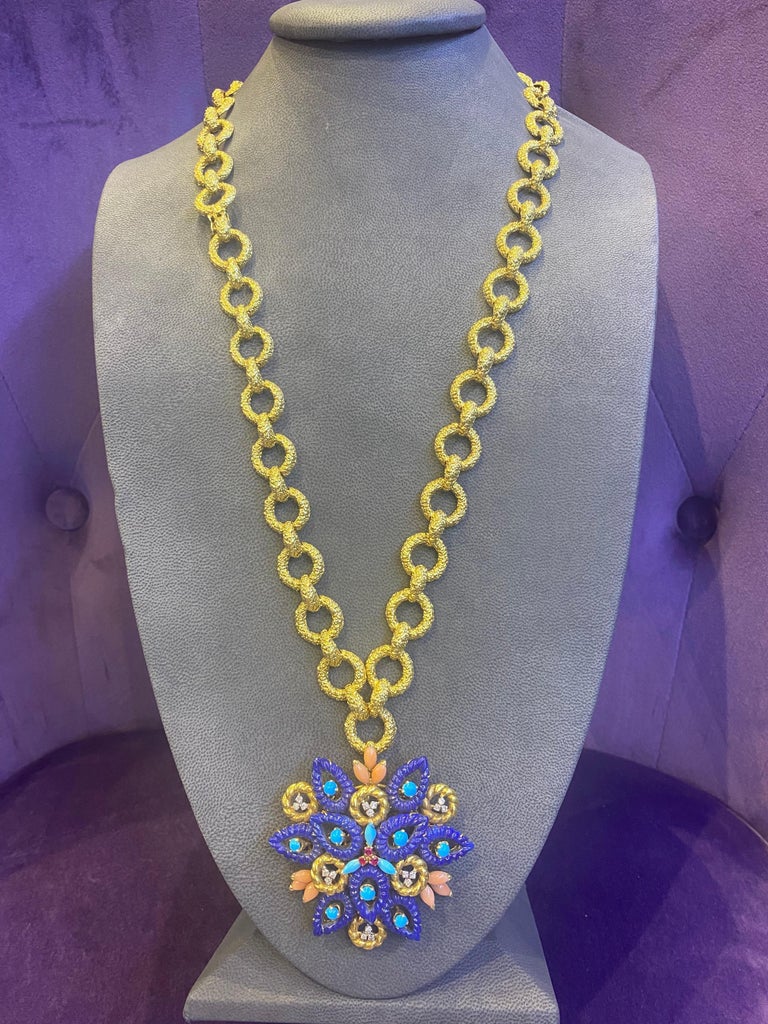 Multi Gem Pendant Necklace For Sale at 1stDibs
