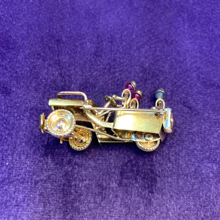 Multi Gem Retro Automobile Brooch For Sale at 1stDibs